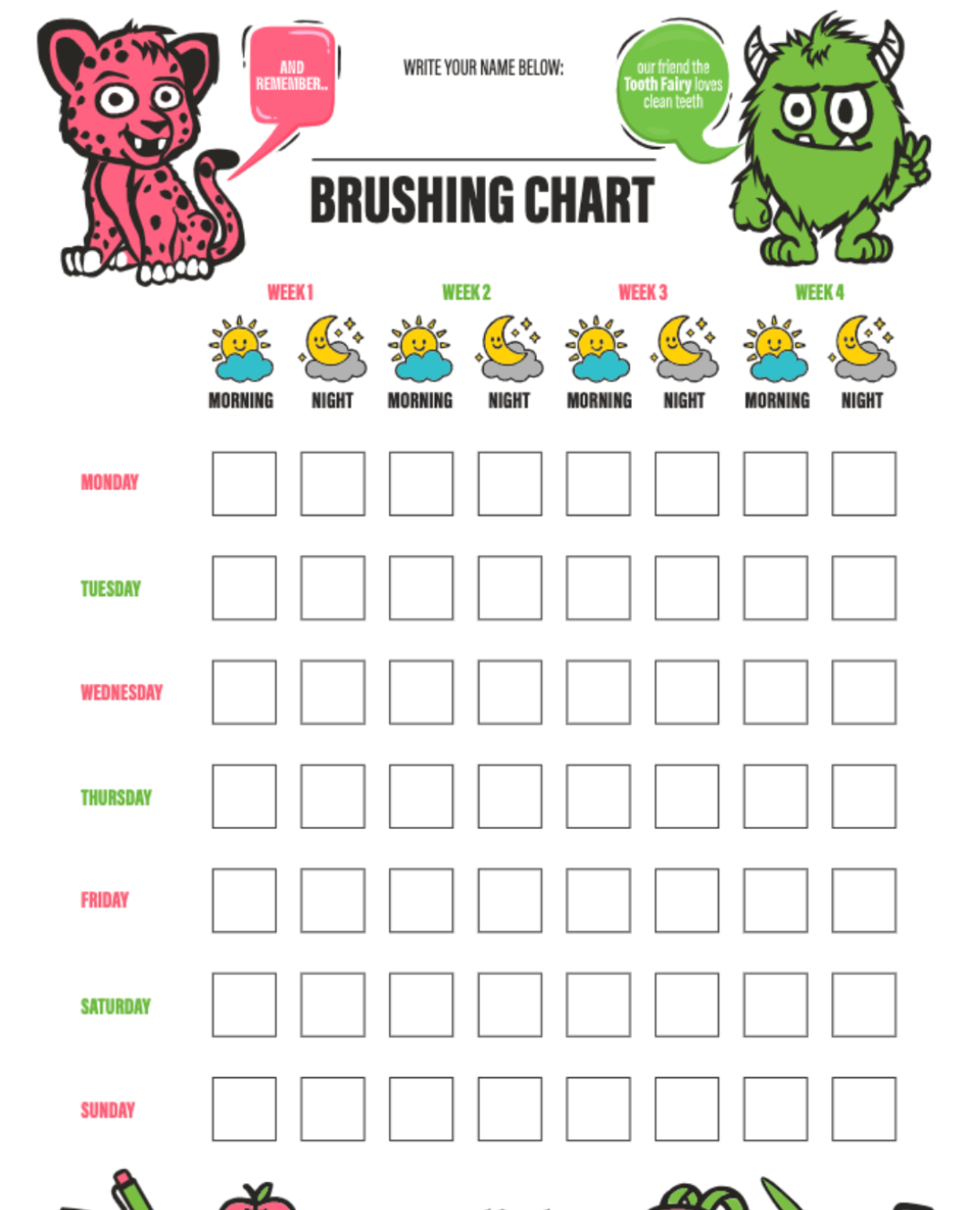 Kids Brushing Chart – Spotlight Oral Care UK